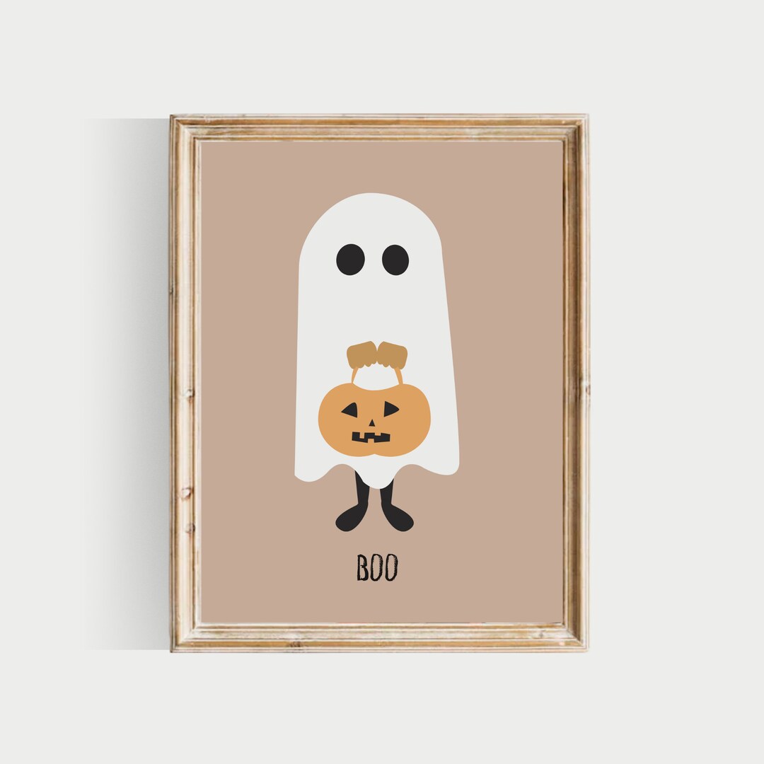 Cute Ghost Boo Print, PRINTABLE, Halloween Prints, Neutral Halloween ...