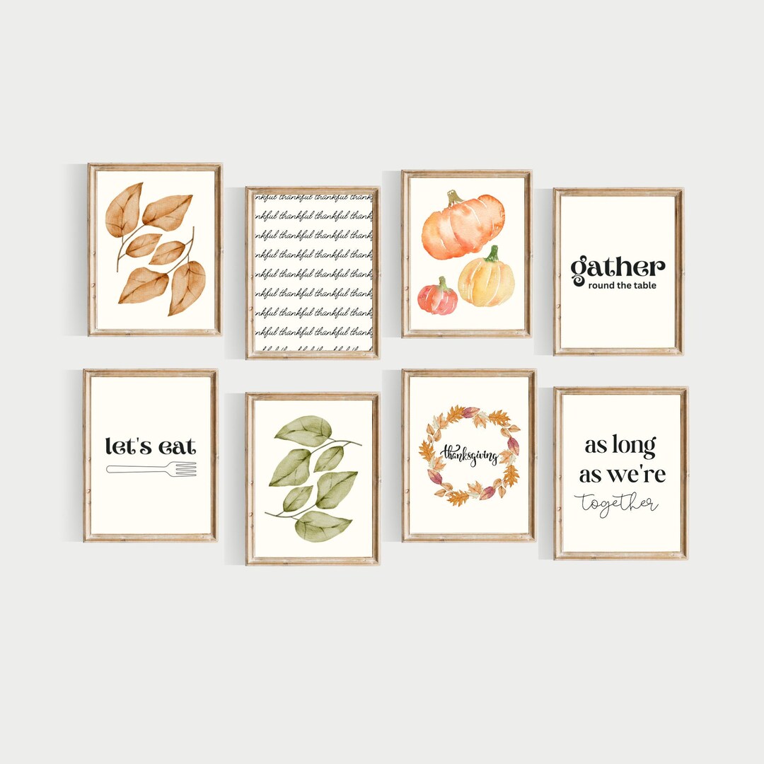 Thanksgving Wall Art PRINTABLE Neutral Thanksgiving Prints - Etsy