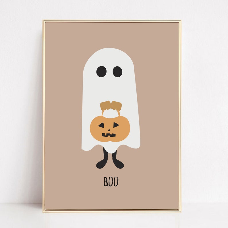 Cute Ghost Boo Print PRINTABLE Halloween Prints Neutral - Etsy