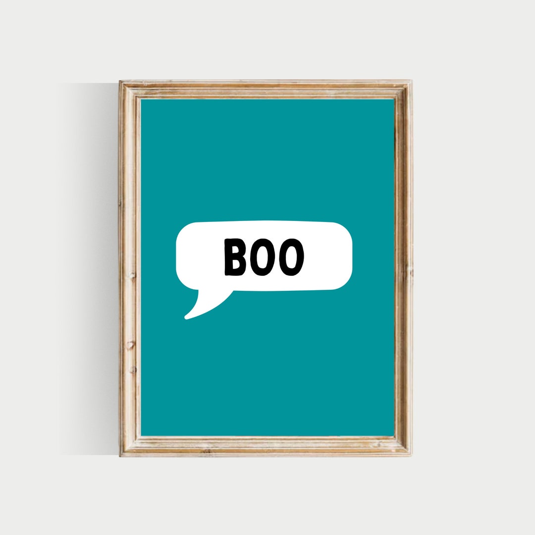 Blue Halloween Art, PRINTABLE, Retro Halloween Art, Boo Print, Boo Wall ...