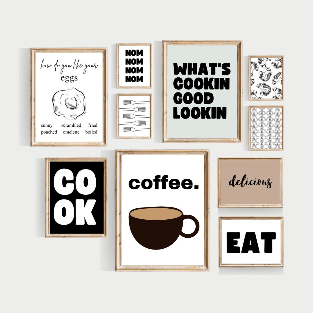 Kitchen Print Set of 14, Neutral Kitchen Prints, Kitchen Wall Art ...