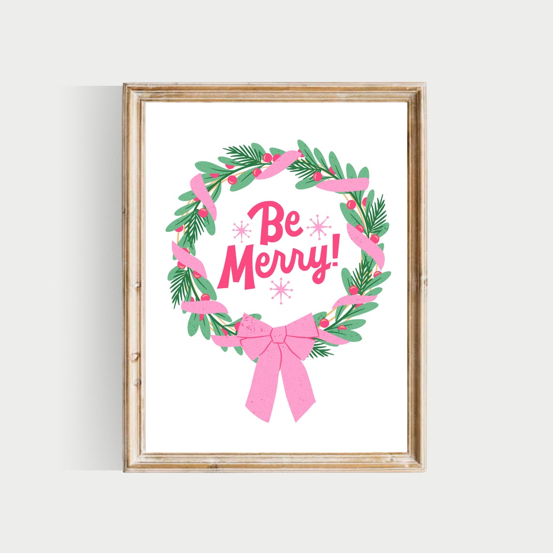 Pink Christmas Set PRINTABLE Pink Christmas Wall Art Cute - Etsy