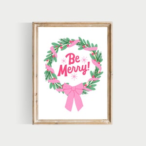 Pink Christmas Set, PRINTABLE, Pink Christmas Wall Art, Cute Christmas ...