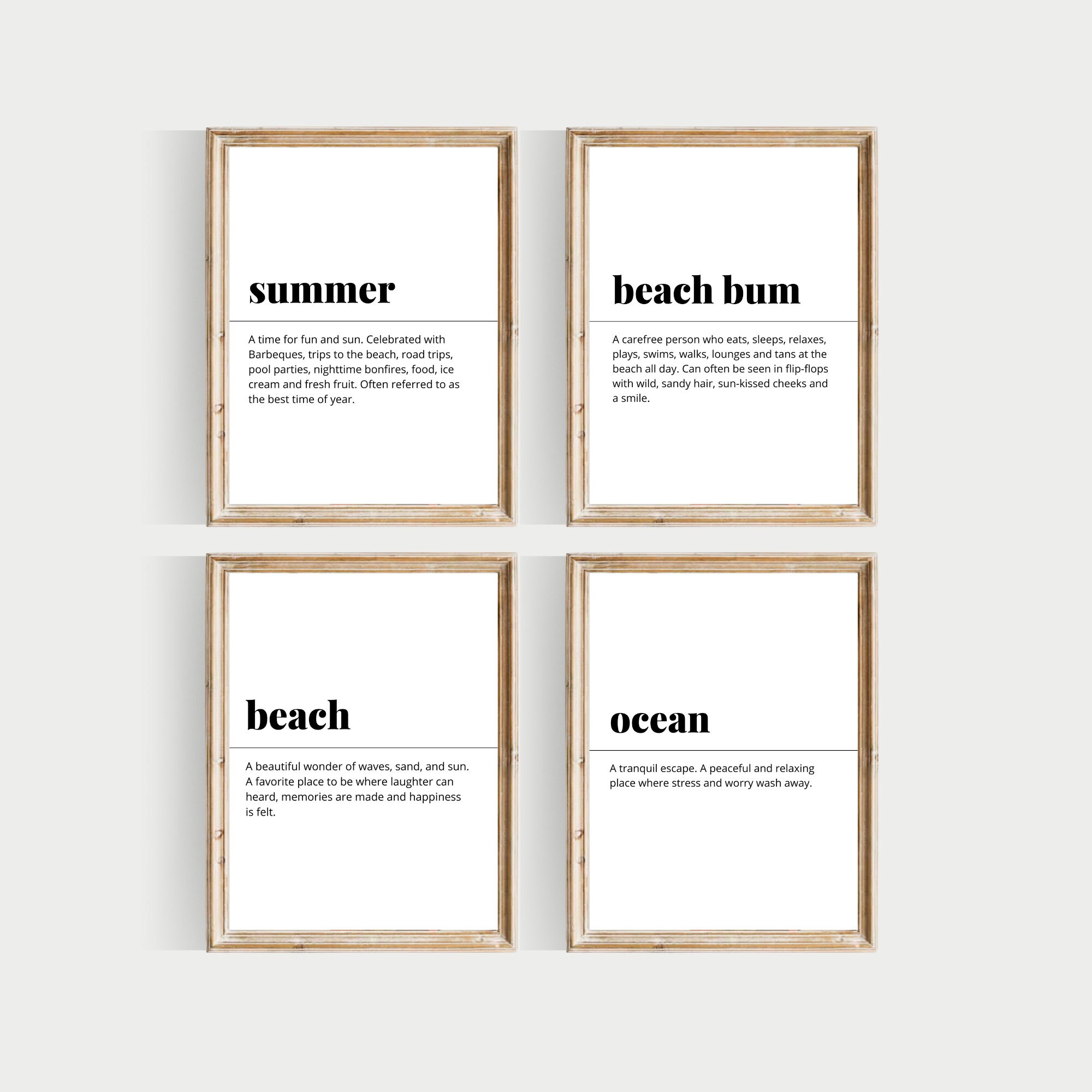 Beach House Decor Set, PRINTABLE, Beach Bum Definition, Ocean ...