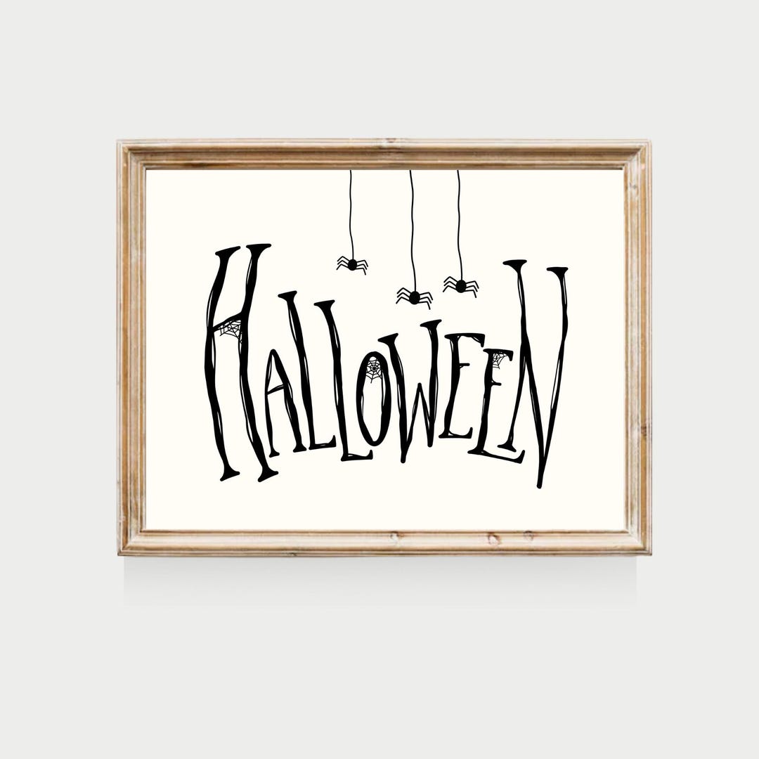 Halloween Sign, PRINTABLE, Falling Spiders, Halloween Wall Art, Neutral ...