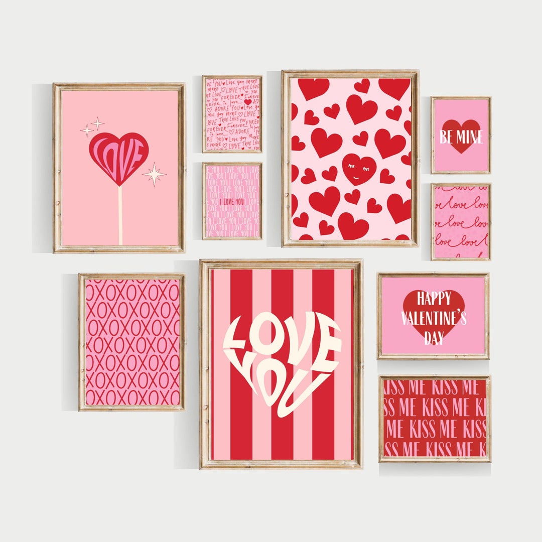 Valentines Day Decor, 10 PRINTS, Valentines Day Printable Wall Art ...