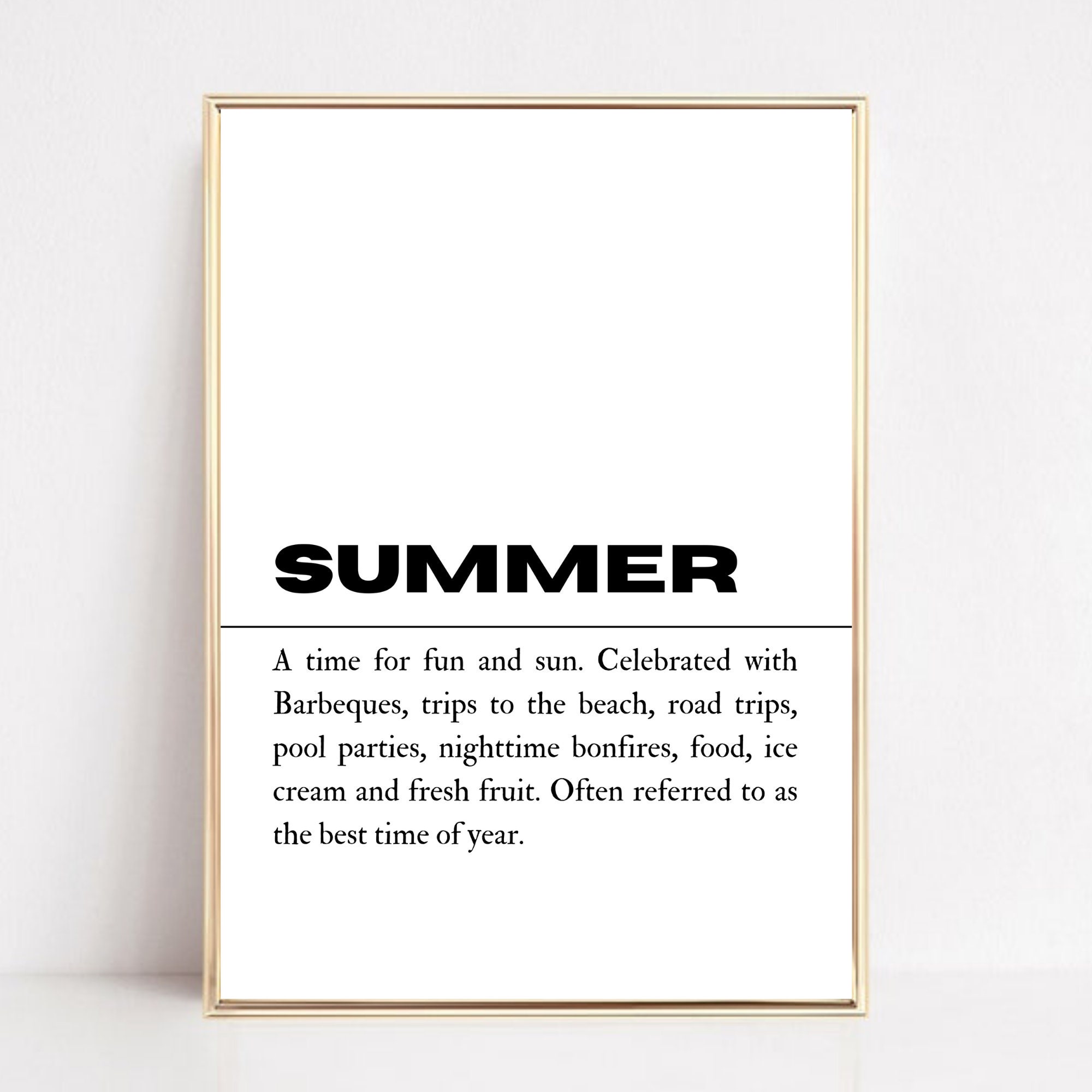 Summer Definition PRINTABLE Wall Art Summer Art Minimalist | Etsy
