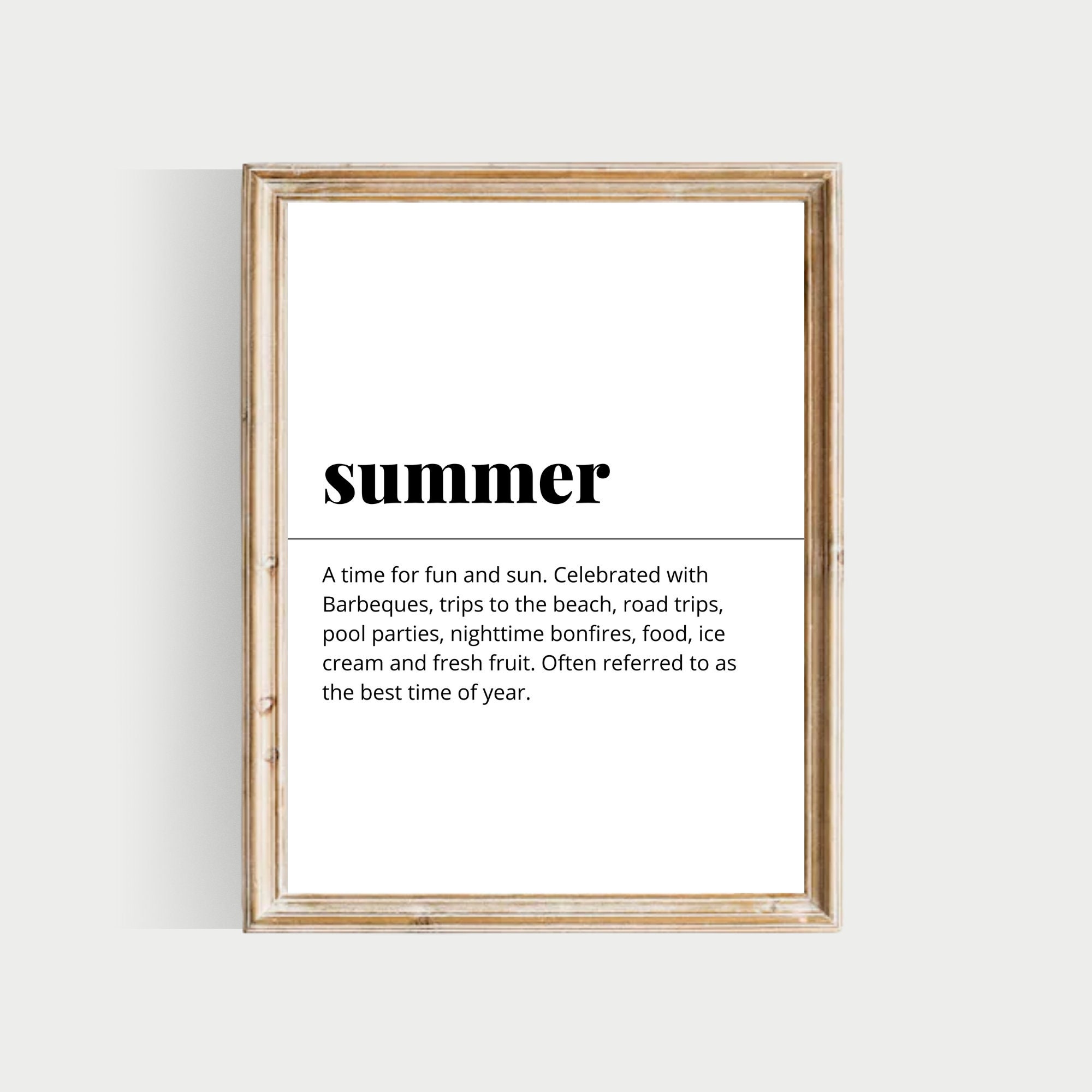Summer Definition, PRINTABLE Wall Art, Summer Art, Summer Definition ...