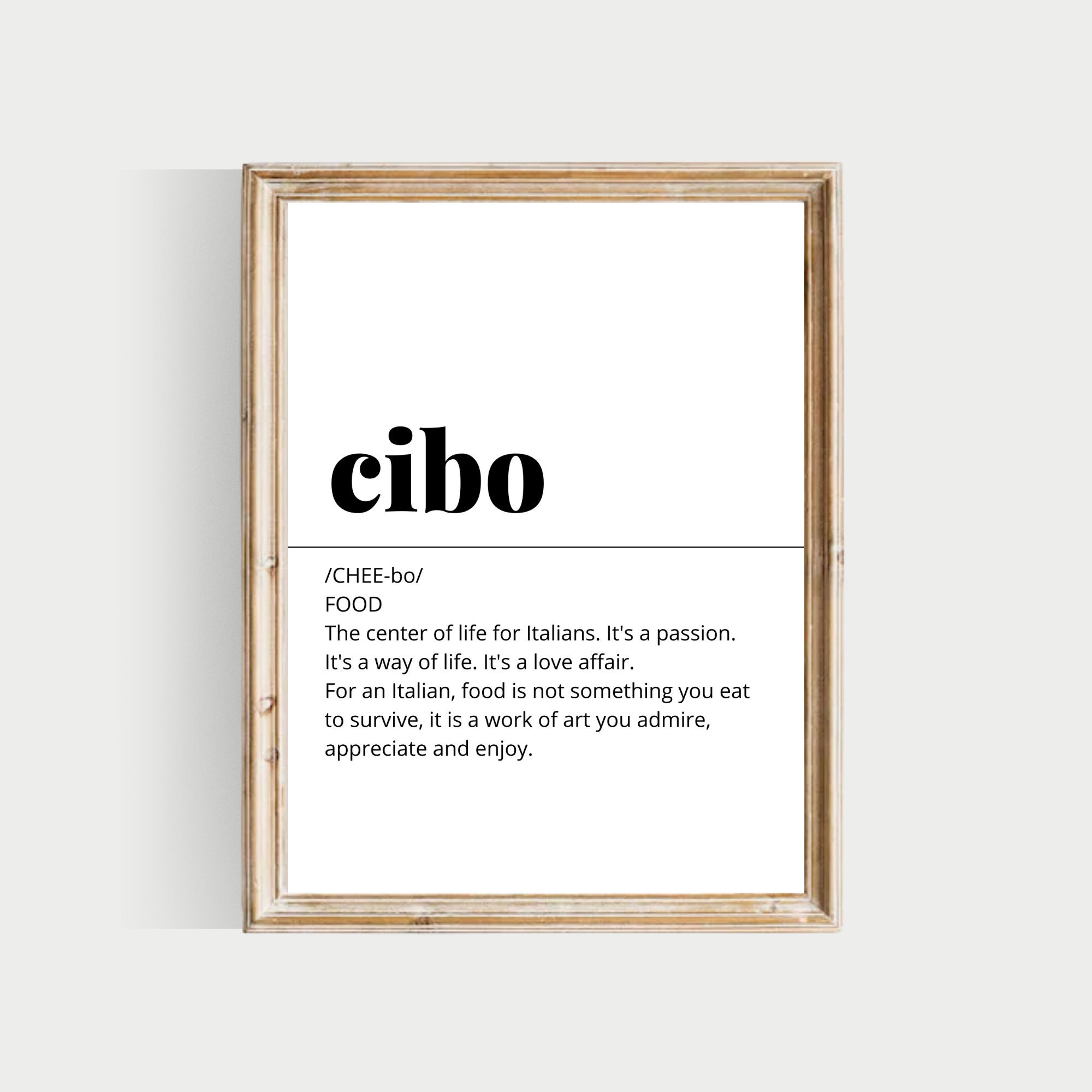 Cibo Definition Print, Italian Words, PRINTABLE, Italian Definitions ...
