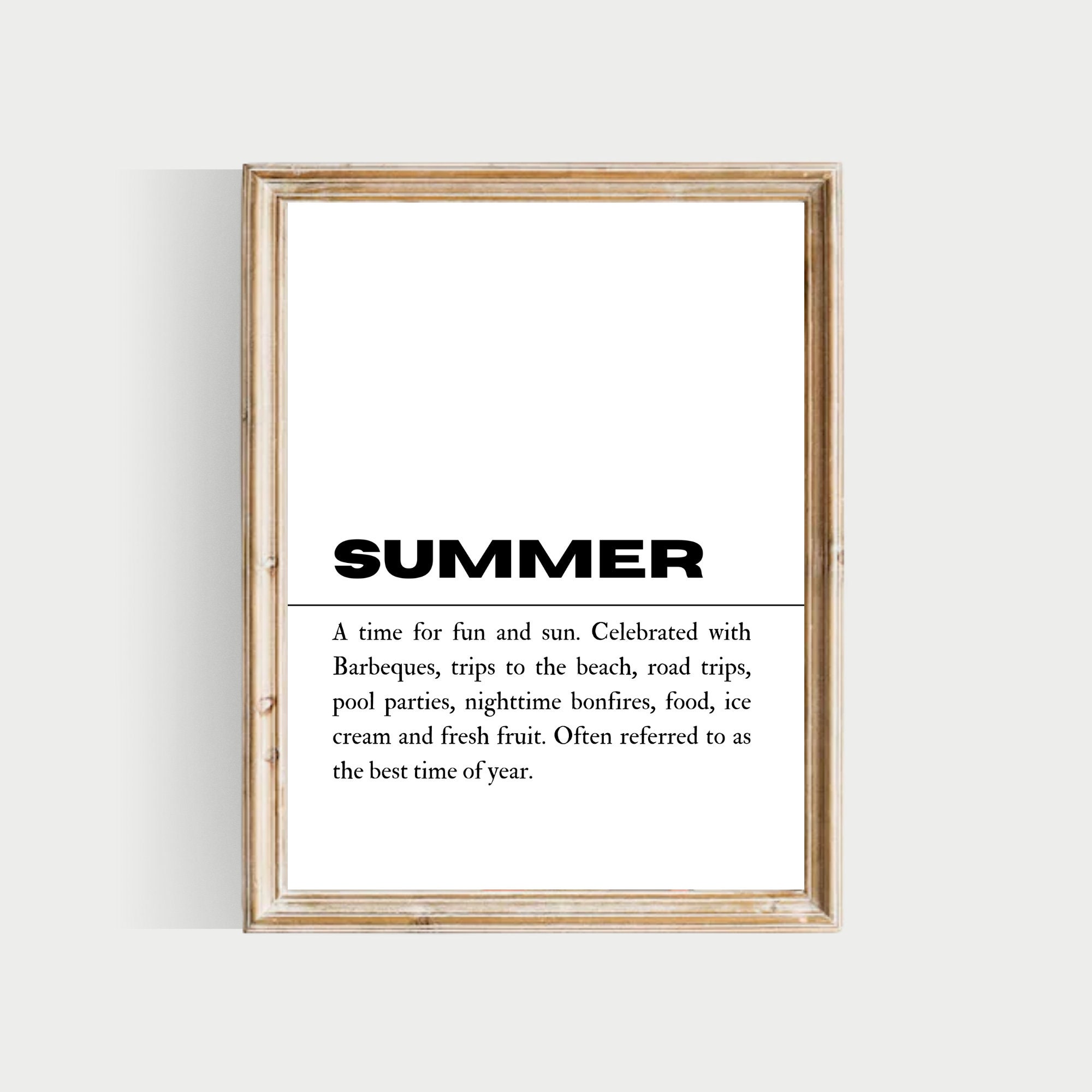 Summer Definition PRINTABLE Wall Art Summer Art Minimalist | Etsy