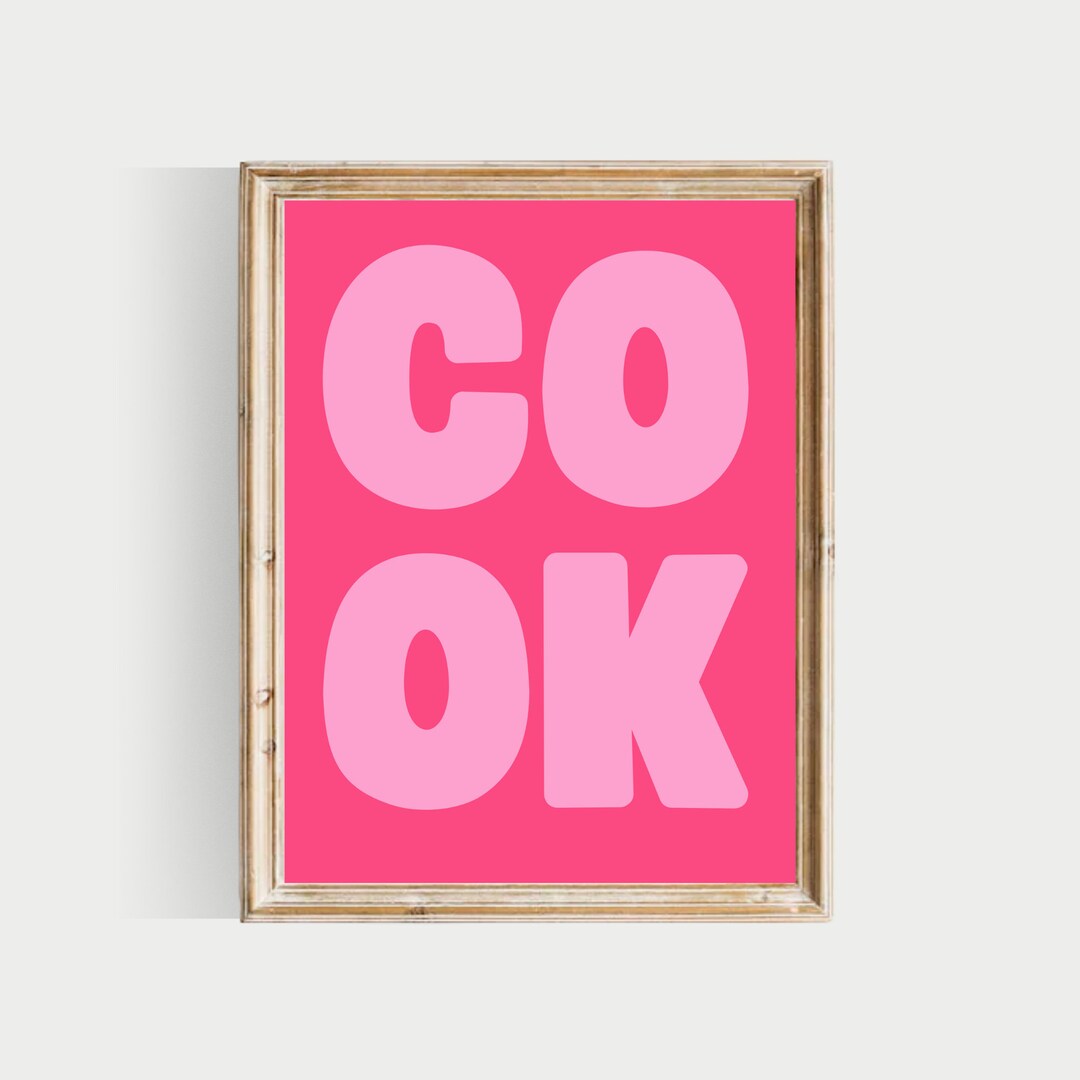 Pink Kitchen Print PRINTABLE Kitchen Wall Art Cook Pink - Etsy