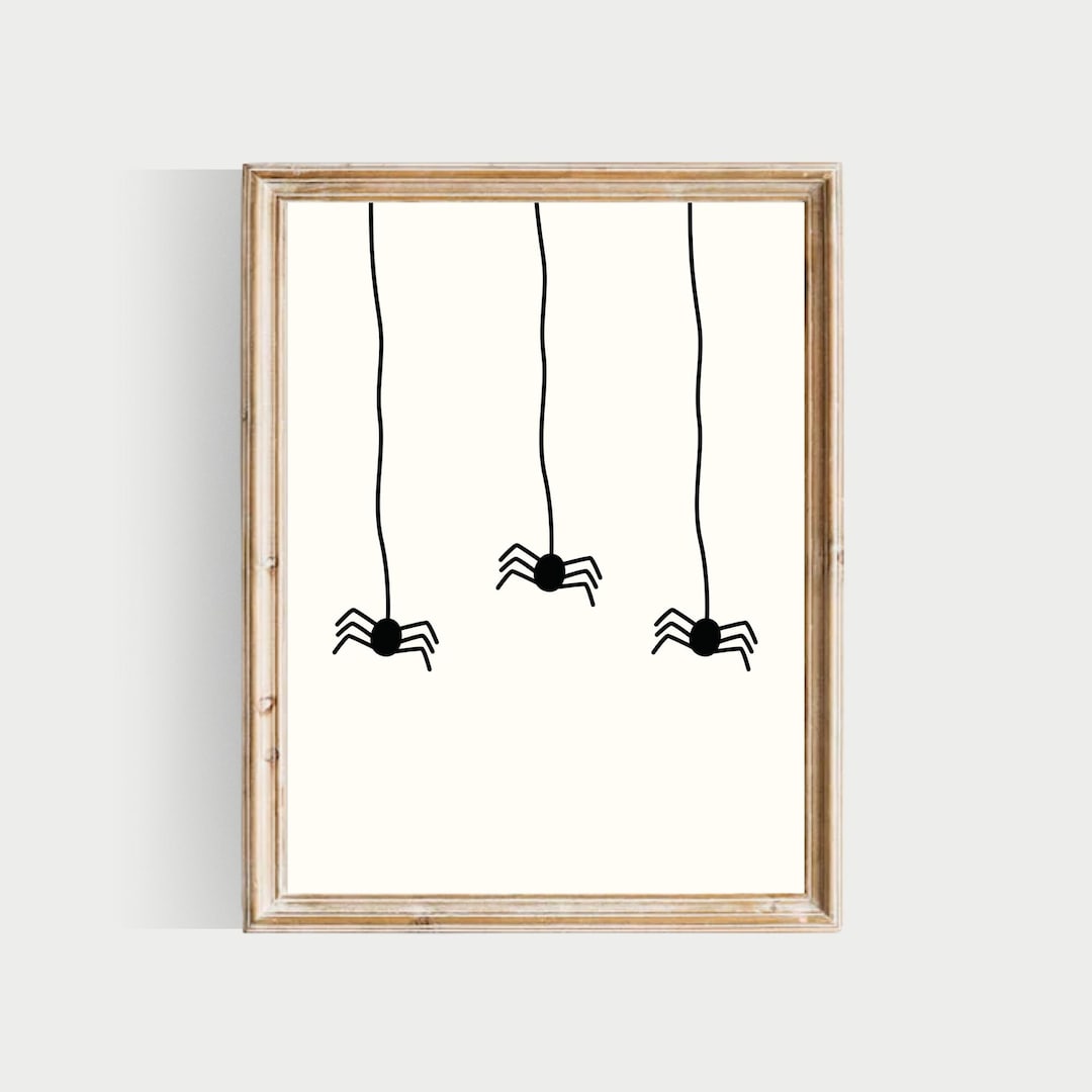 Hanging Spiders Art, PRINTABLE, Halloween Prints, Neutral Halloween Art ...