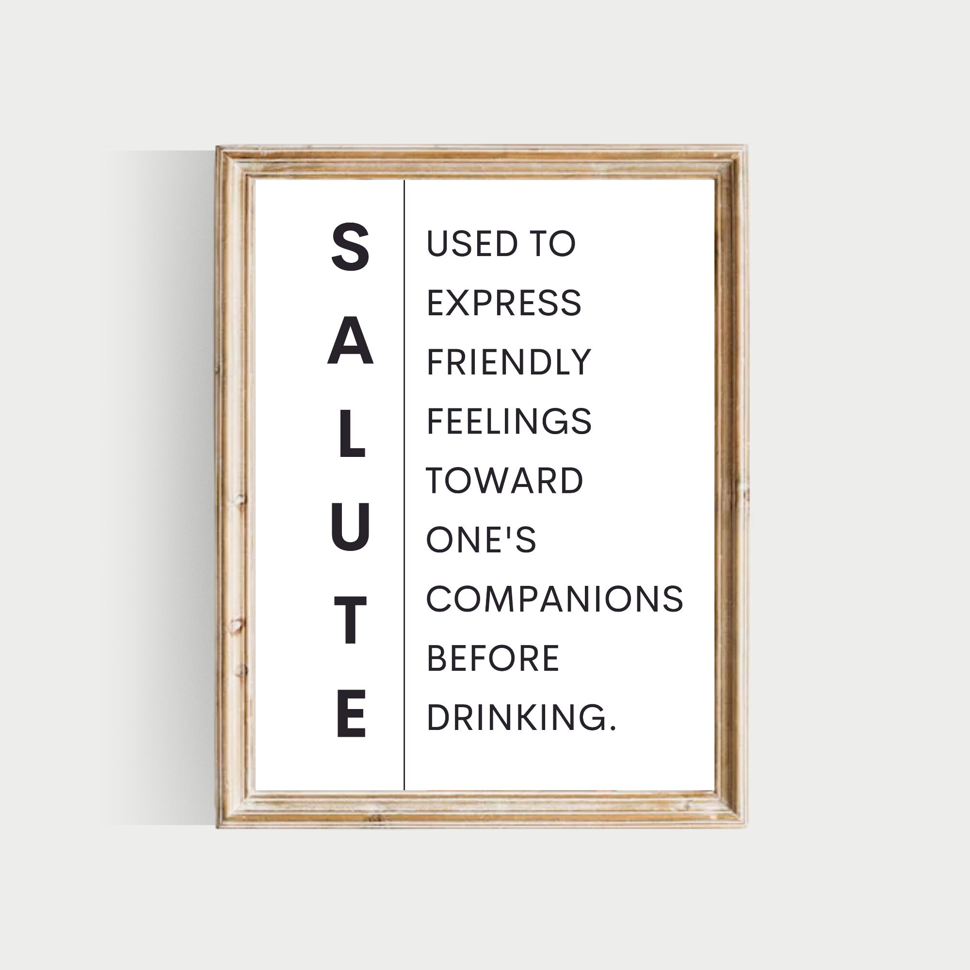 Salute, Bar Prints, PRINTABLE, Definitions, Salute Definition Print ...