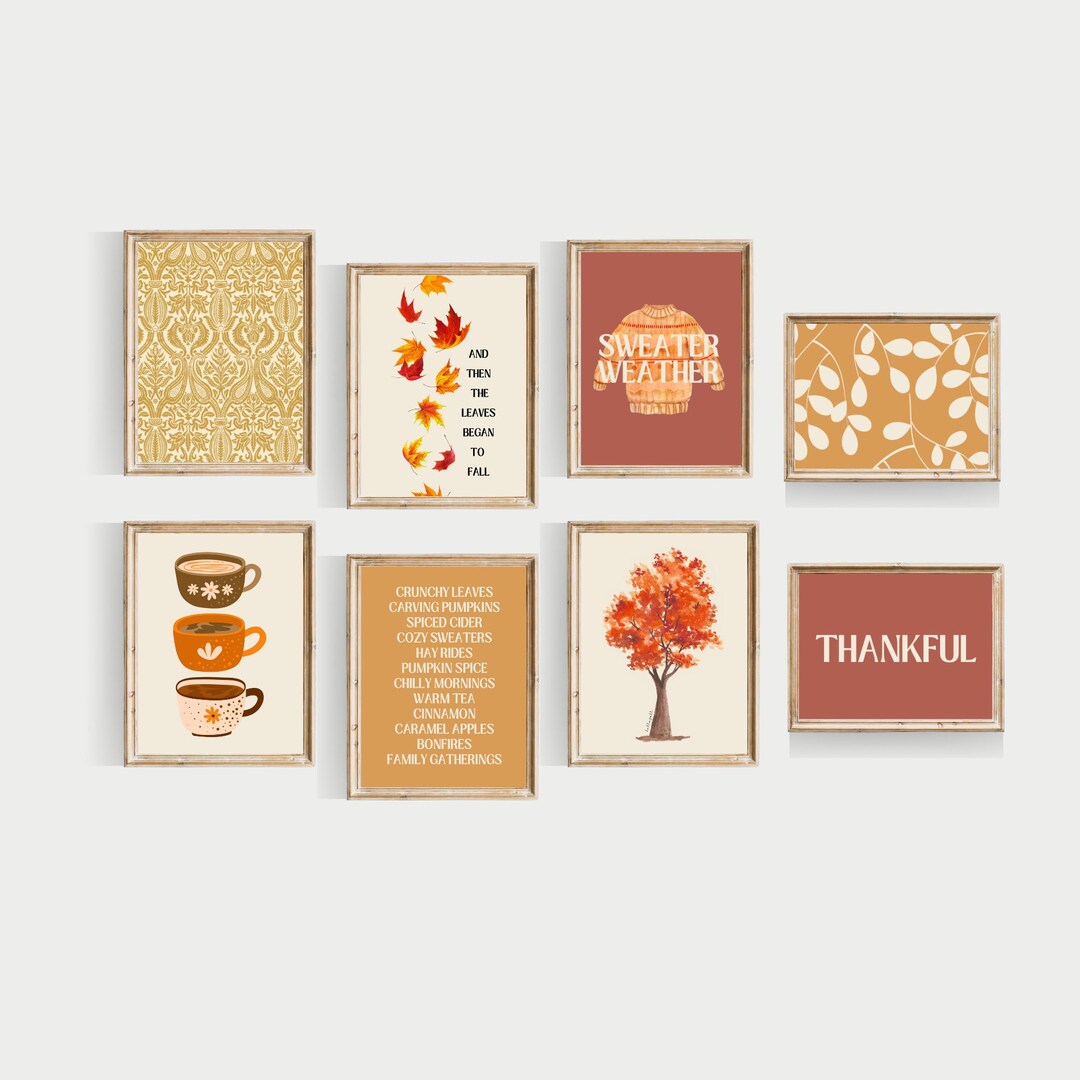 Festive Fall Wall Art, PRINTABLE, Fall Wall Art Gallery, Neutral Home ...