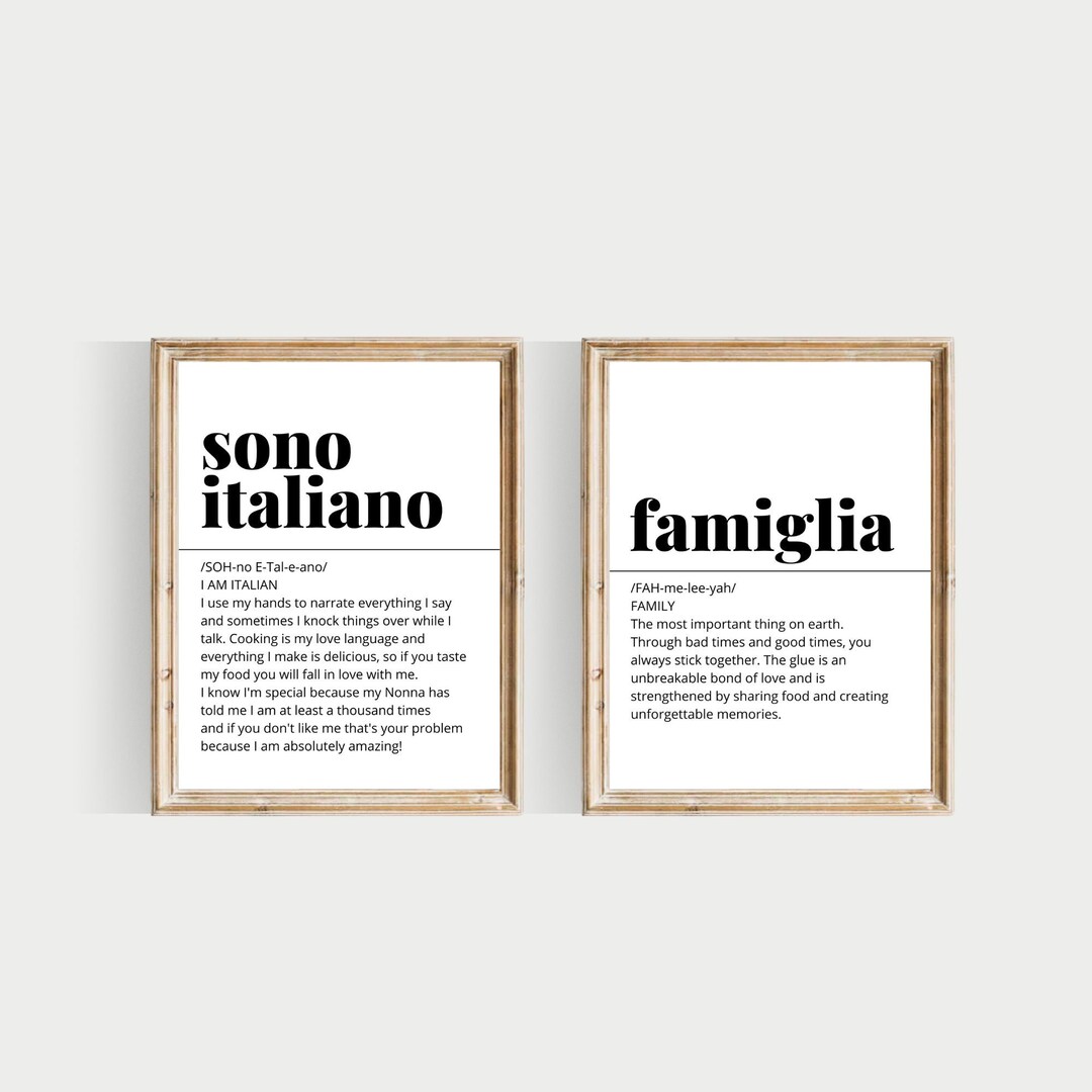 Italian Prints, Italian Words, PRINTABLE, Sono Italiano, Famiglia ...