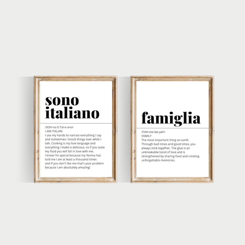 Italian Prints, Italian Words, PRINTABLE, Sono Italiano, Famiglia ...