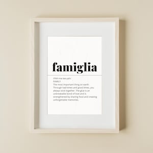 Famiglia Definition, Italian Words, PRINTABLE, Italian Definitions ...