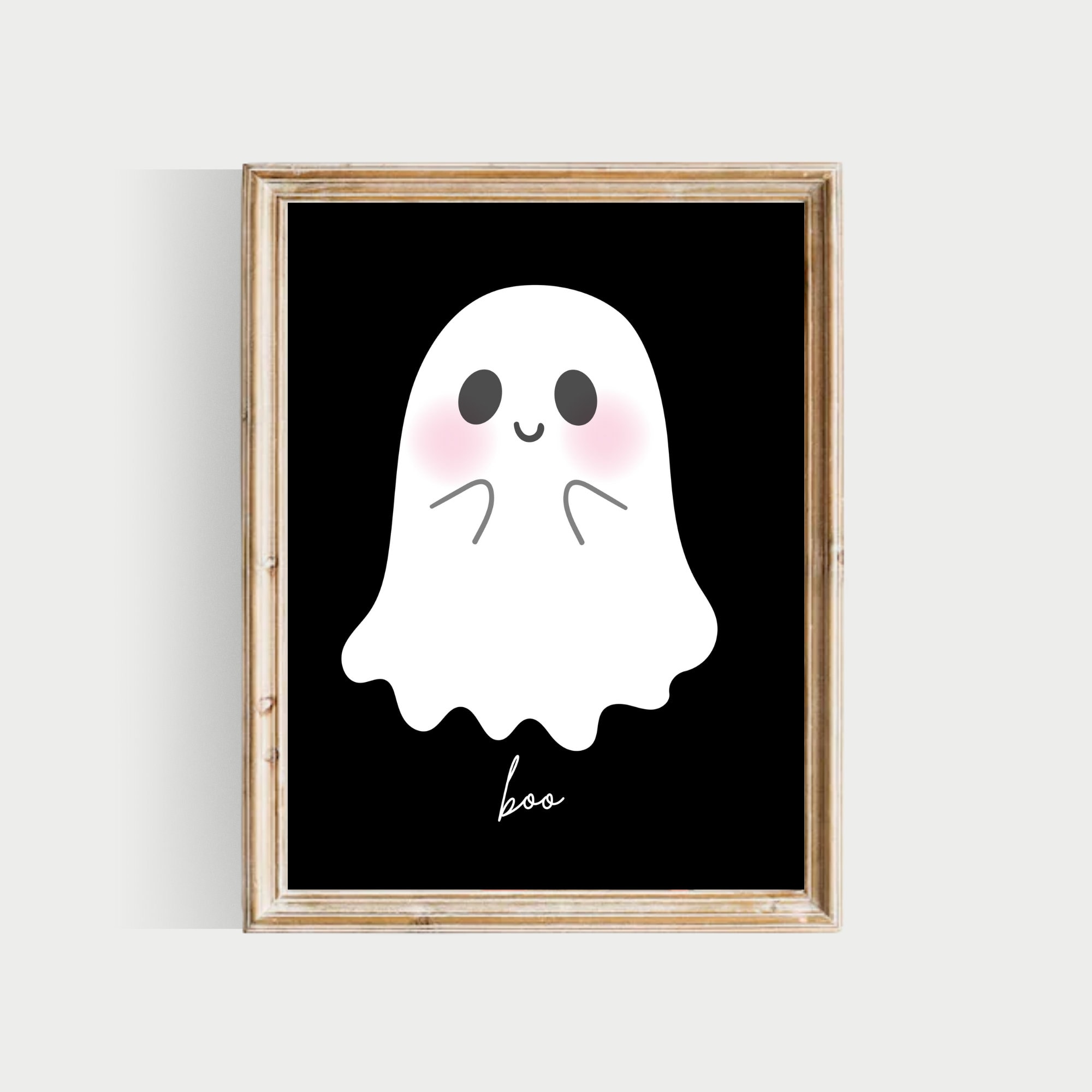 Cute Ghost Wall Art, PRINTABLE, Black Halloween Decor, Ghost Print ...
