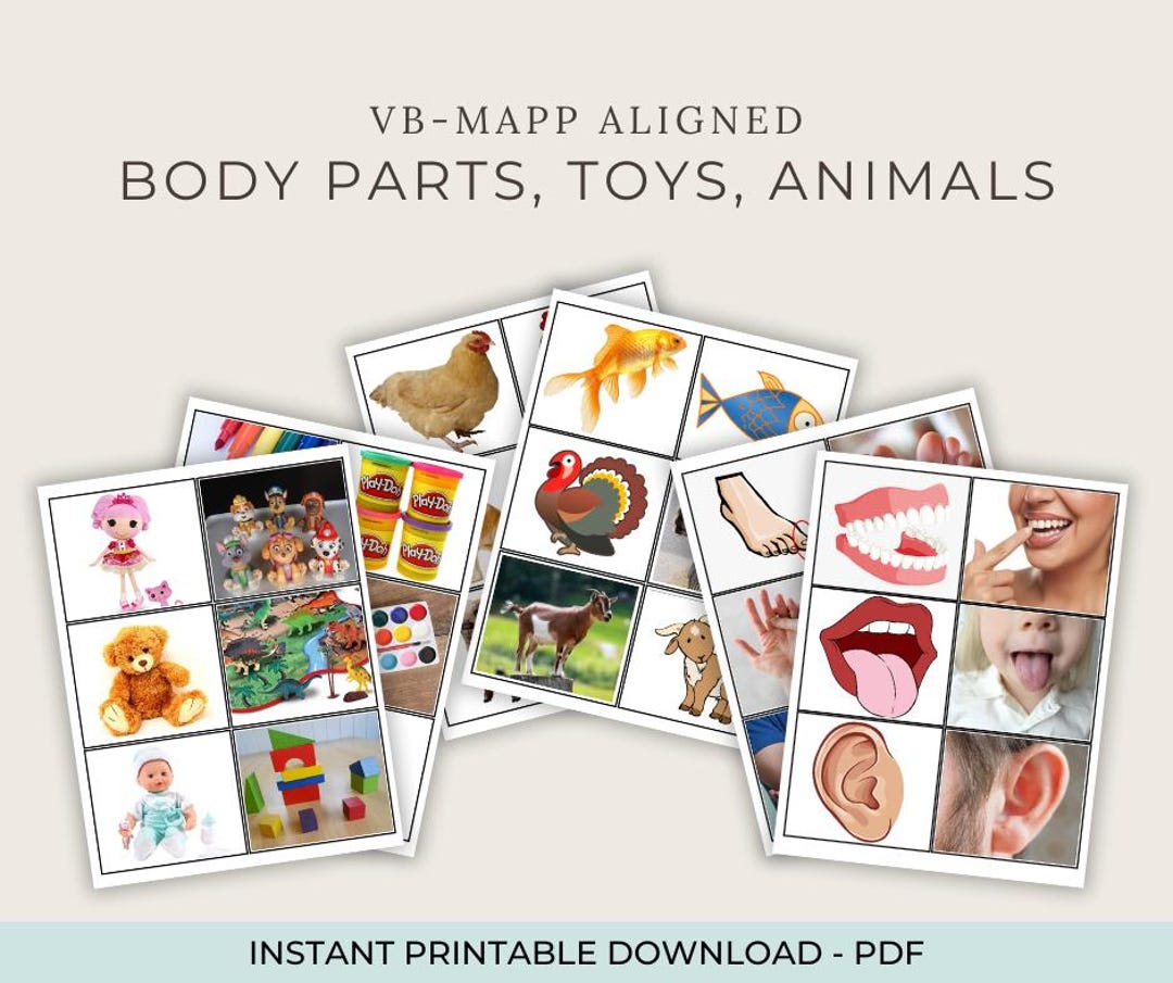Body Parts, Toys, and Animals - VB-MAPP Aligned Stimuli Set - 125 Cards ...