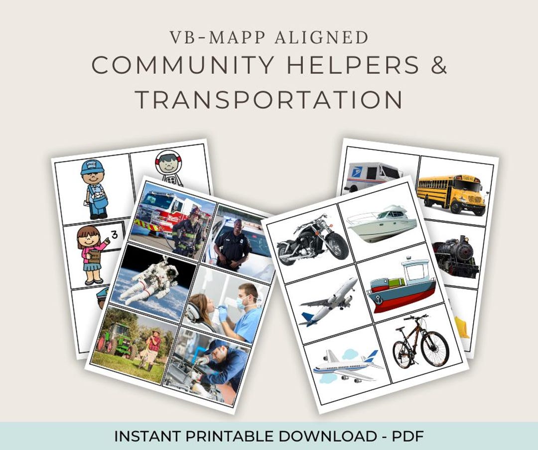 Community Helpers and Transportation - VB-MAPP Stimuli Set - 48 Cards ...