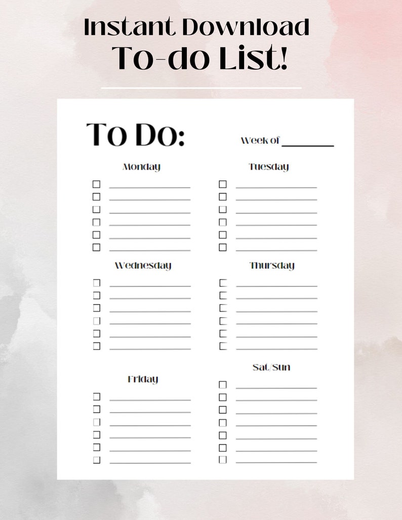 To-do List Simple, Editable, Ready to Print - Etsy