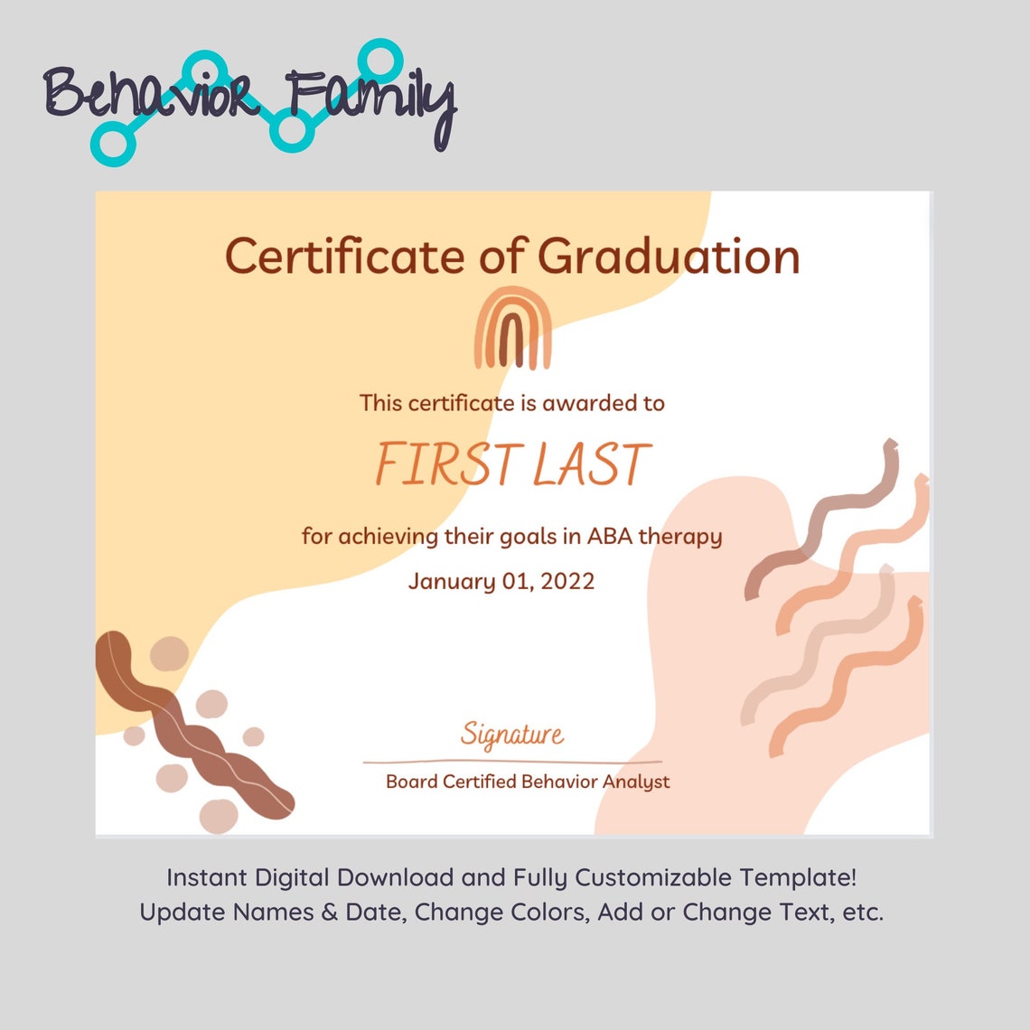 Therapy Graduation Certificate Template neutral Modern - Etsy