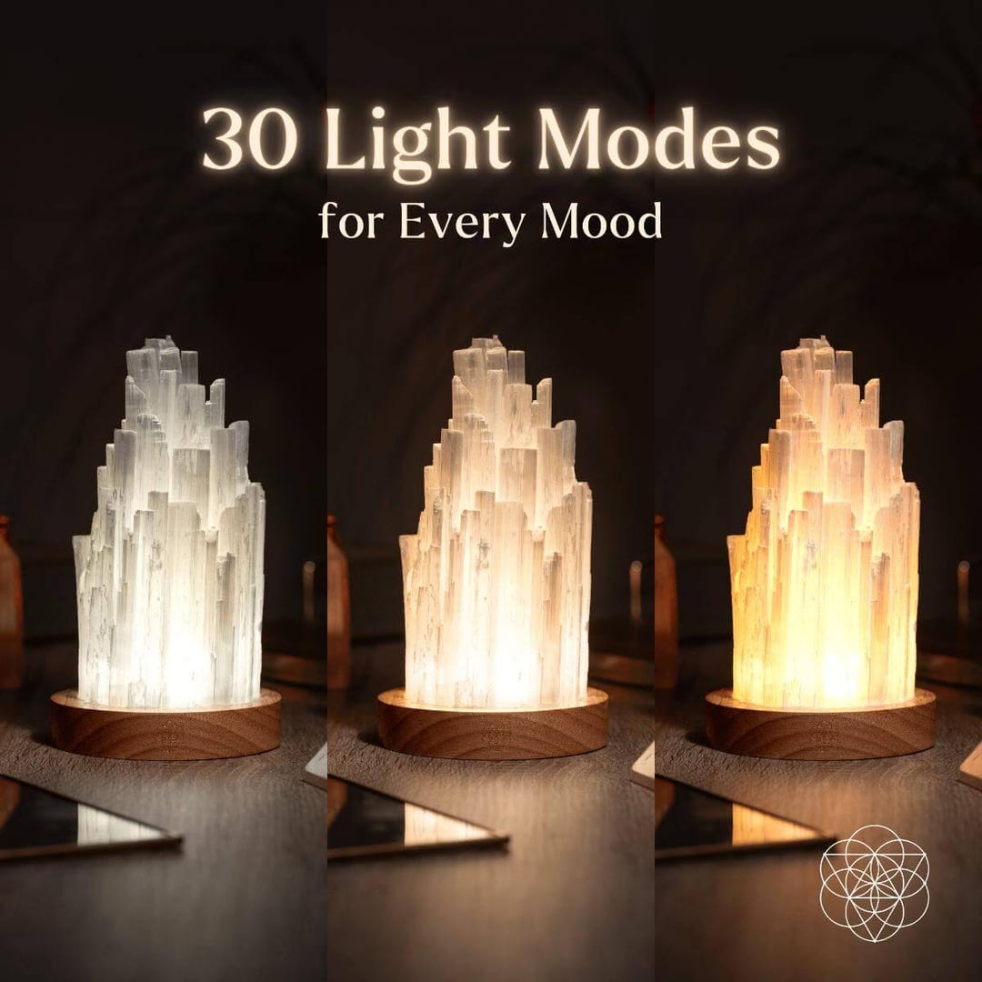 Selenite Crystal Lamp – 3lb Natural Energy Clearing Light | Remote ...