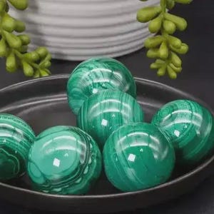 Mini Malachite Crystal Spheres – Genuine 12–14mm Collector Healing Stone, Polished Natural Green ...