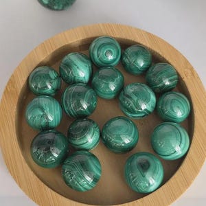 Mini Malachite Crystal Spheres – Genuine 12–14mm Collector Healing Stone, Polished Natural Green ...
