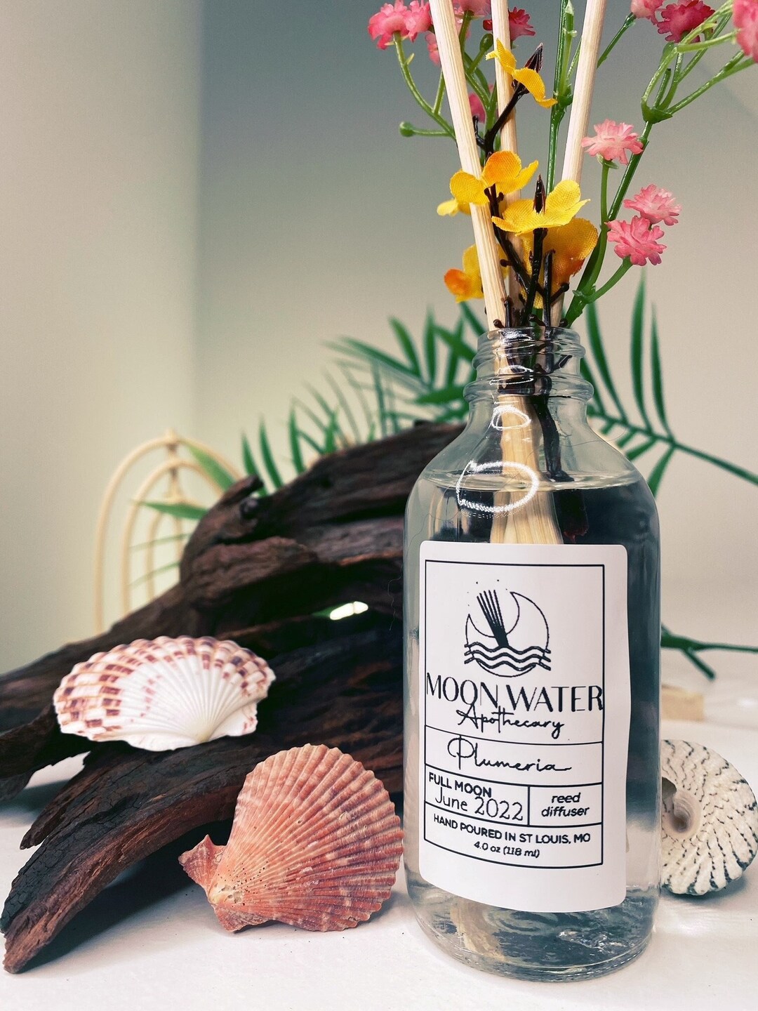 Plumeria Reed Diffuser & Room Spray Tropical Floral Scent Moon Water ...