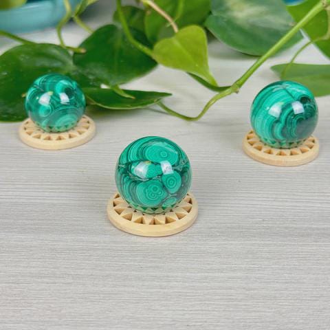 Mini Malachite Crystal Spheres – Genuine 12–14mm Collector Healing Stone, Polished Natural Green ...