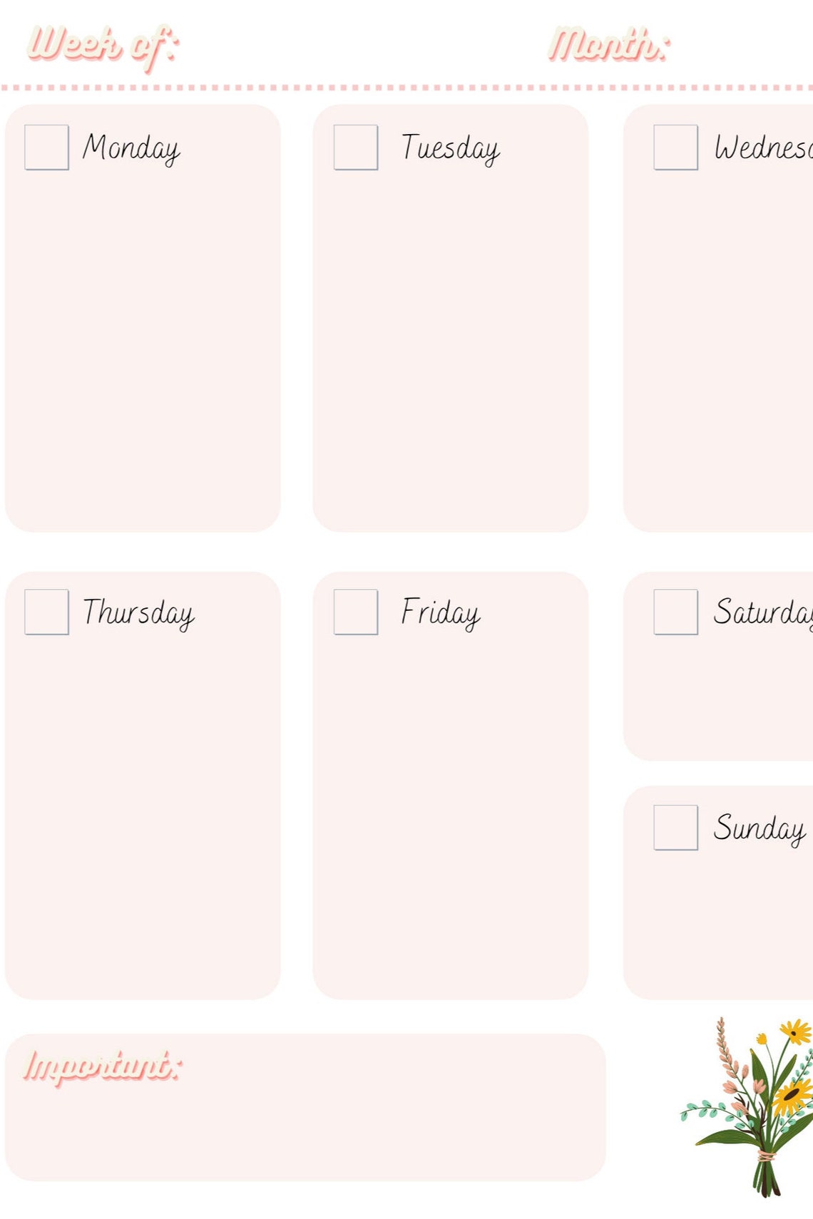Weekly Planner Simple Templete - Etsy