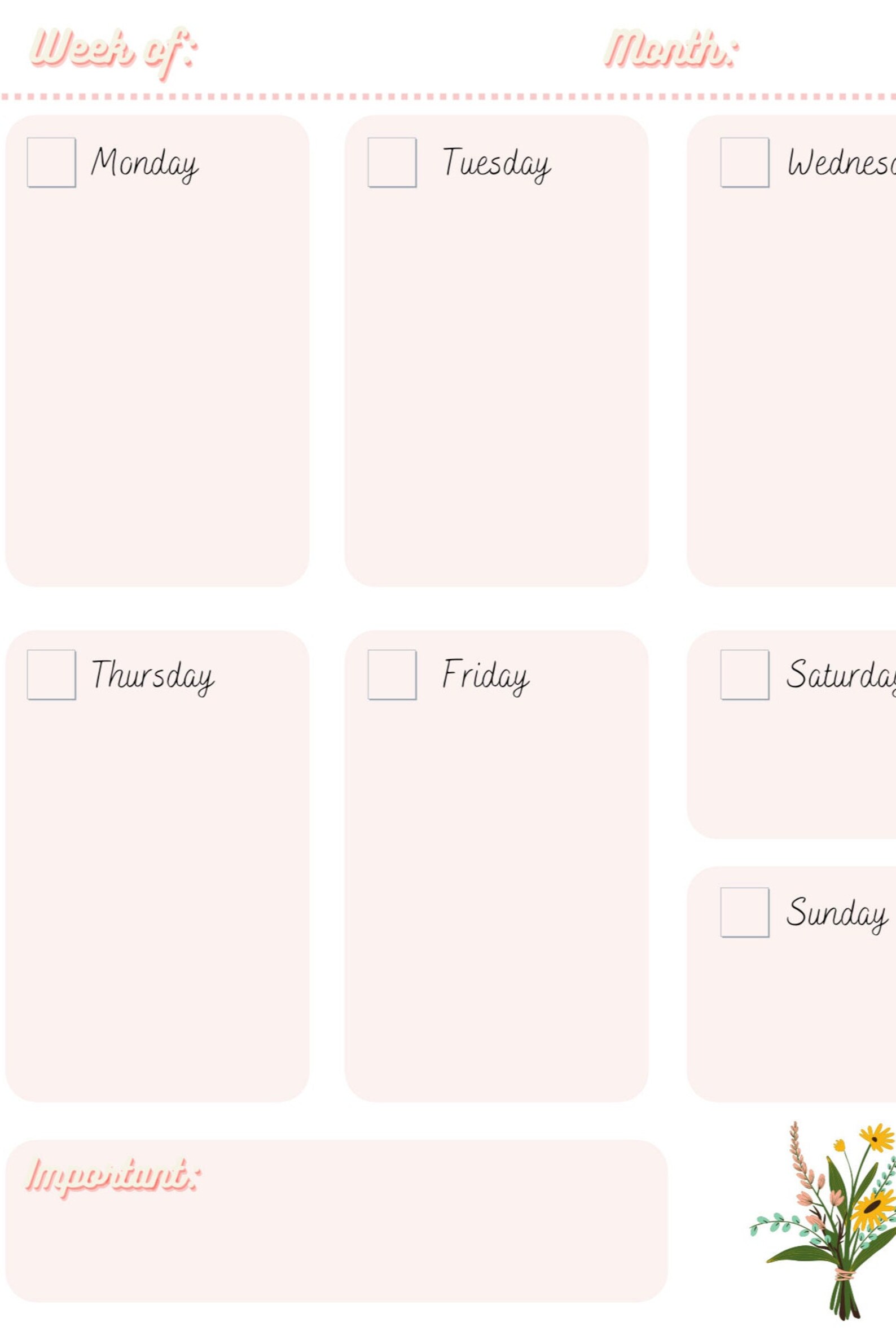 Weekly Planner Simple Templete - Etsy