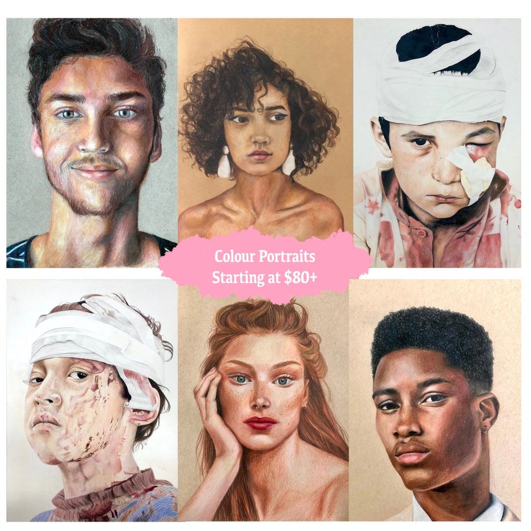 Custom Colour Pencil Drawing Portrait Commission, - Etsy