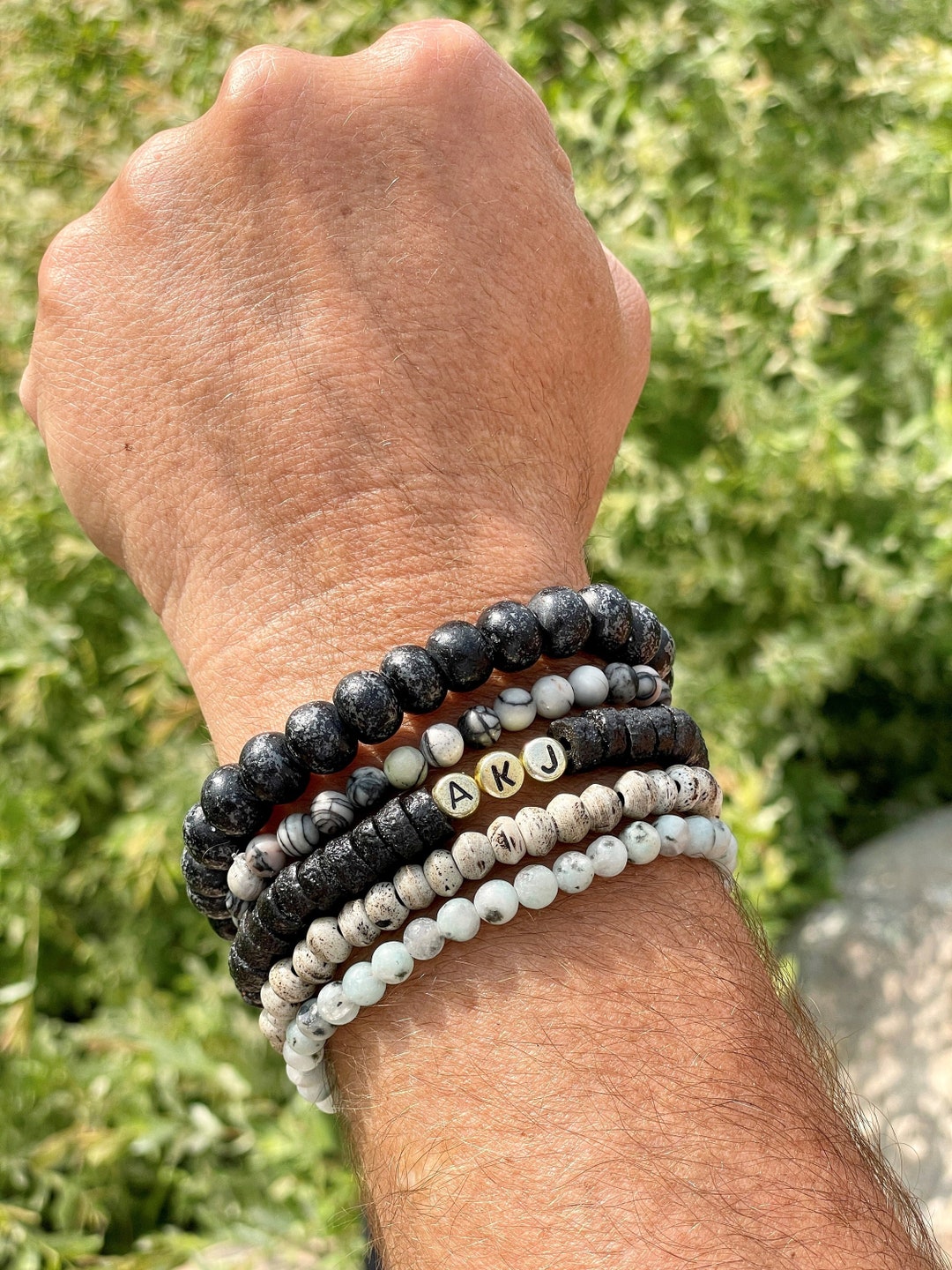 Men's Beaded Bracelets ~ Guys Stretch Bracelet ~ Unisex ~ Beach ~ Surf ...