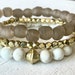 Beachy Neutral Bracelet Stack Sandy Taupe Sea Glass, Gold, White and ...
