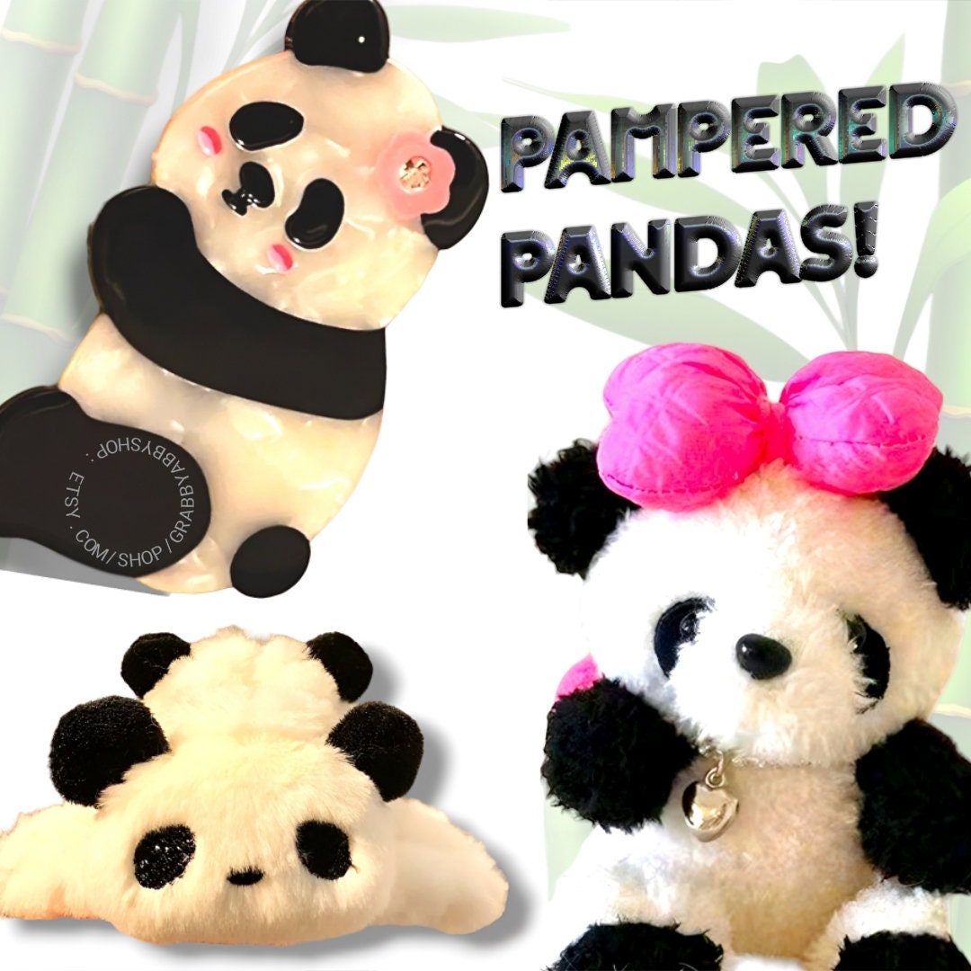 Pampered Pandas in Pink Set 1, Bath Shower Soft Hair Headband, Gift ...