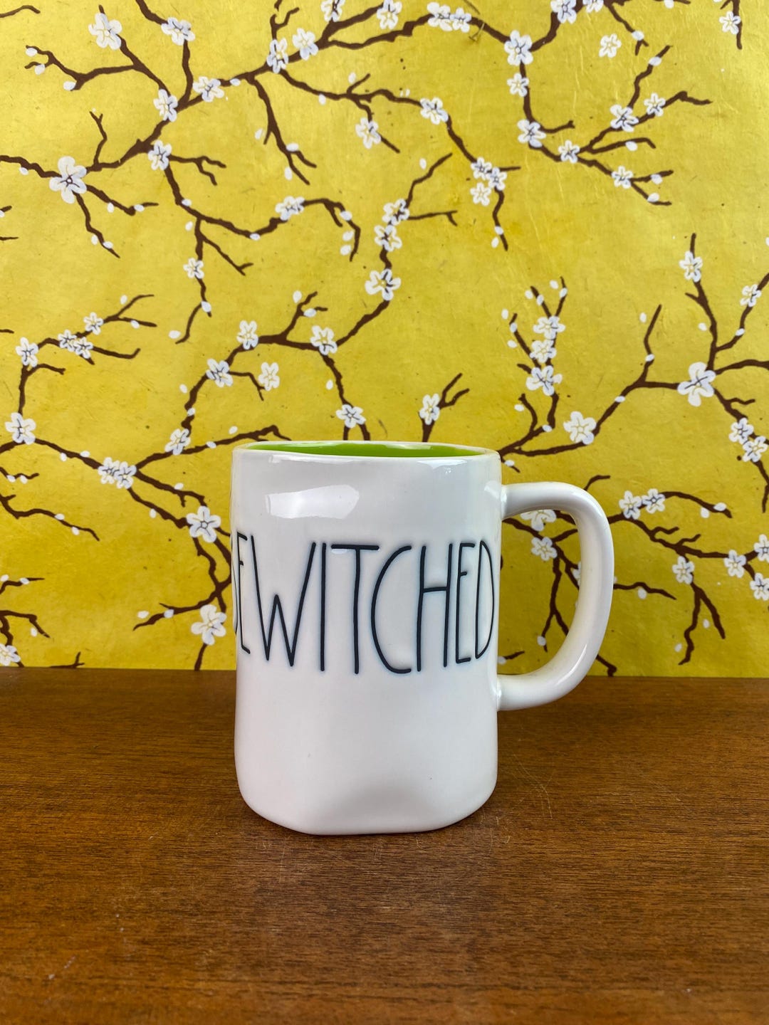 Rae Dunn White “bewitched” Green Interior Mug With Black Letters ...