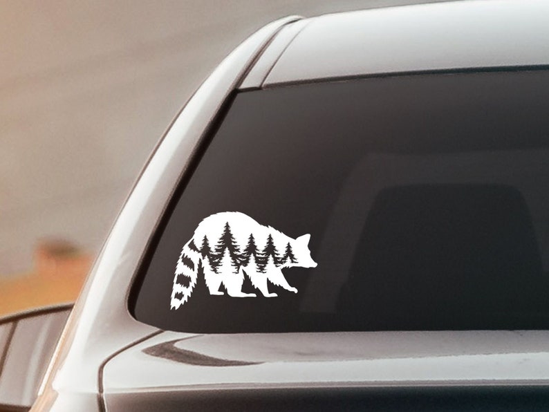 Raccoon With Trees Decal Car Decal Raccoon Sticker Durable - Etsy
