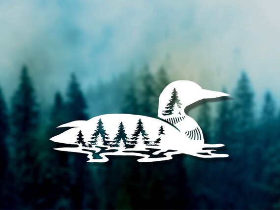 Loon With Trees Decal Car Decal Loon on a Lake Sticker - Etsy
