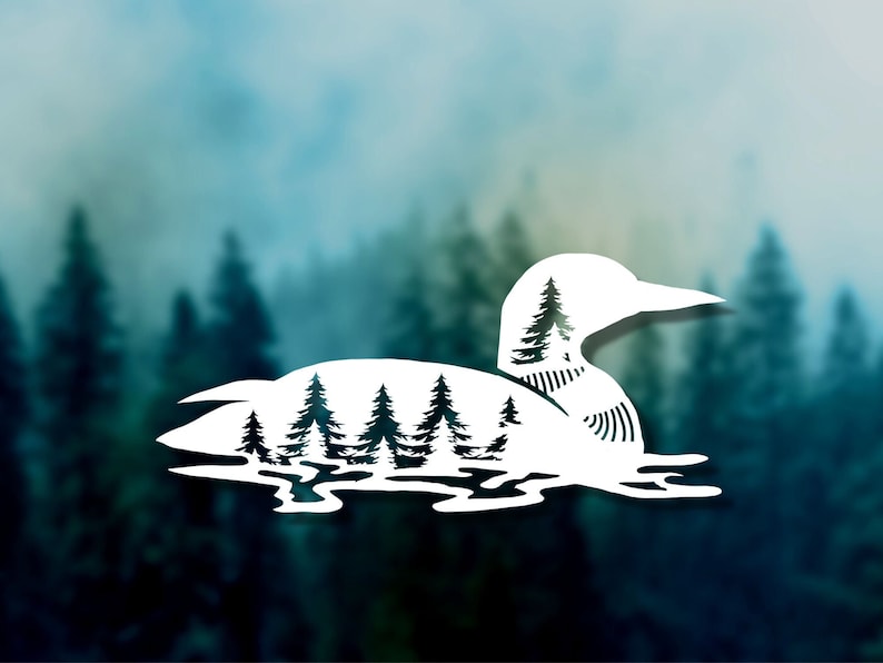 Loon With Trees Decal Car Decal Loon on a Lake Sticker - Etsy