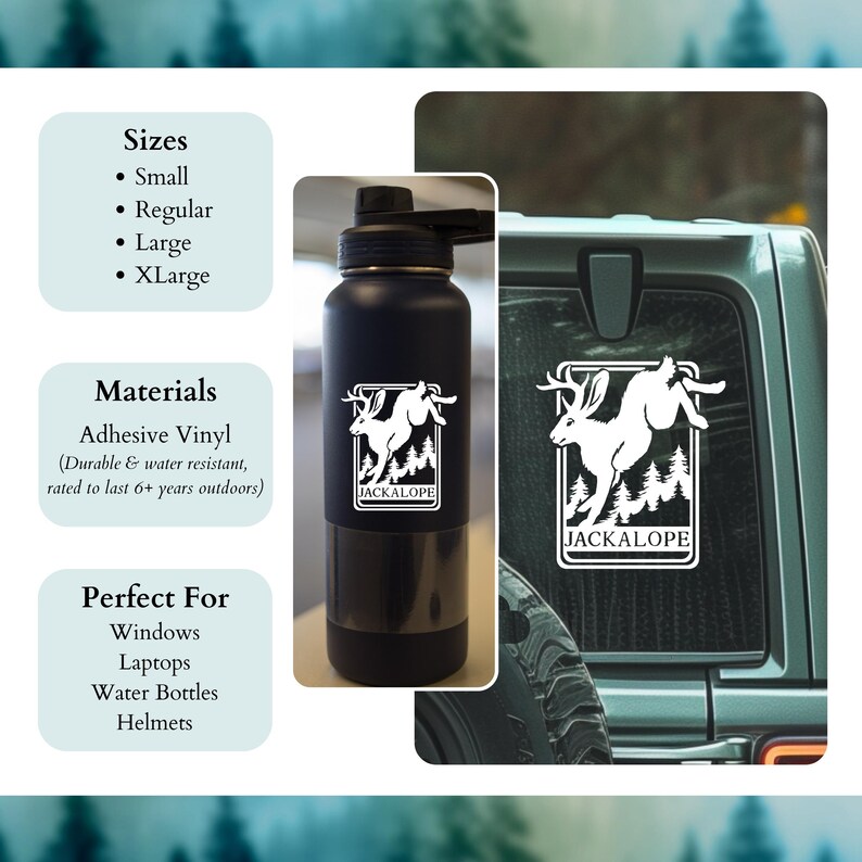 Jackalope Decal Car Decal Cryptid Jackalope Sticker Durable Waterproof ...