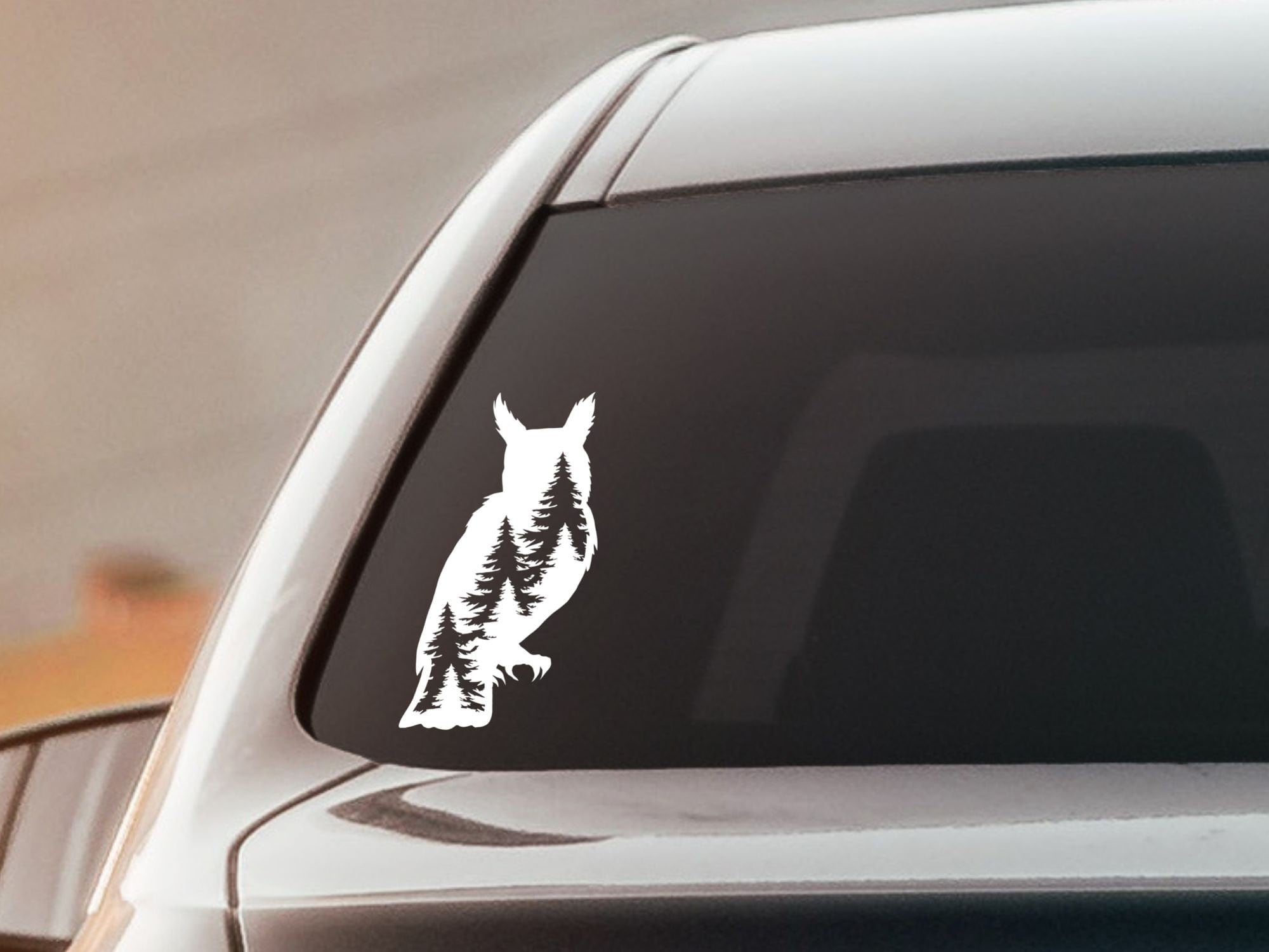 Owl With Trees Decal Car Decal Great Horned Owl Sticker - Etsy