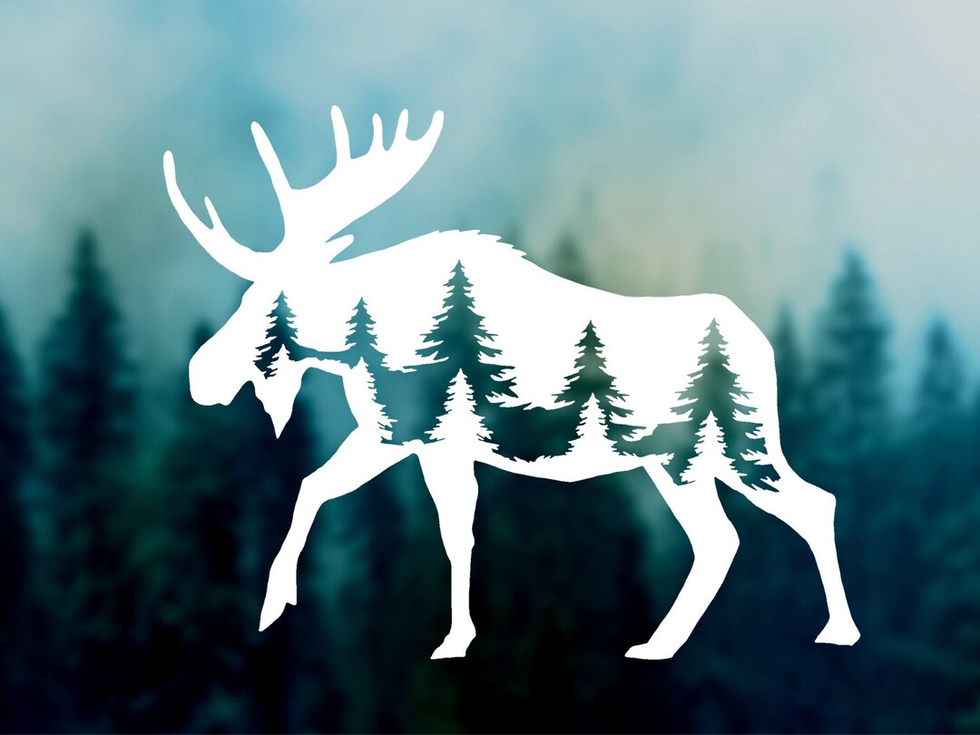 Moose With Trees Decal | Car Decal, Moose Stag Sticker, Durable ...
