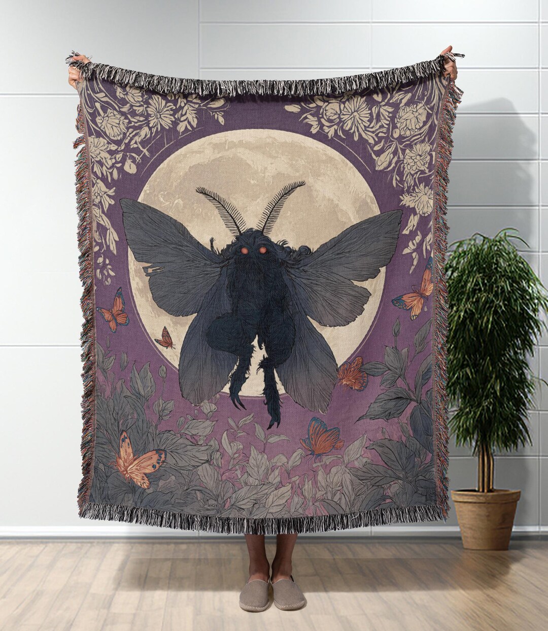 Mothman Cryptid Throw Blanket Woven Blanket Gift for Mothman Enthusiast ...