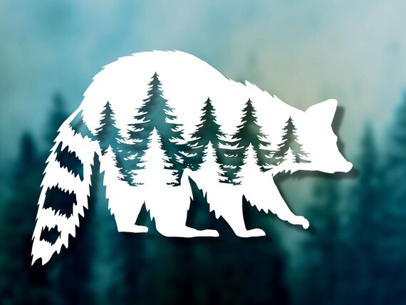 Raccoon With Trees Decal Car Decal Raccoon Sticker Durable - Etsy Canada