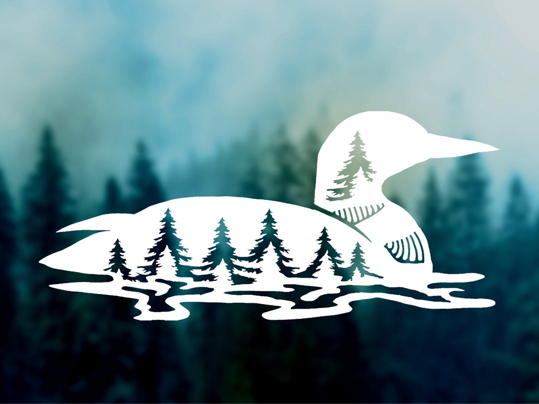Loon With Trees Decal Car Decal, Loon on a Lake Sticker, Durable ...