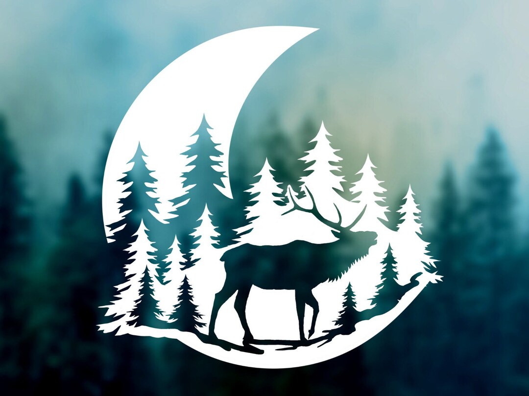 Elk With Moon Decal Elk Stickers, Moon Stickers, Nature Car Decal ...