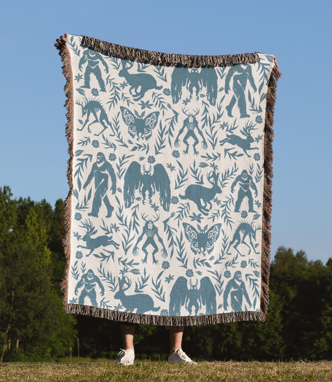 Cryptid Woven Blanket Cryptid Gift Throw Blanket Cottagecore Jackalope ...