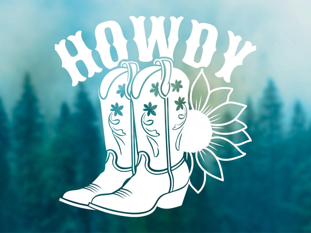 Western Cute Cowboy Boots Decal for Car Window Decal Howdy Sticker ...